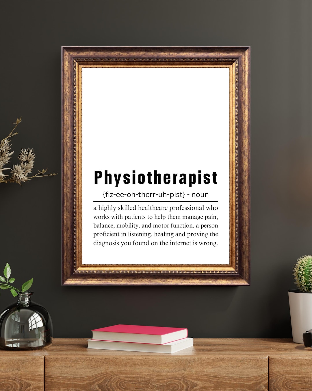 Physiotherapist Definition Art Print, Physical Therapist Printable ...