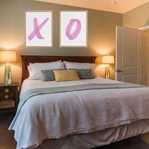 XO Wall Art, Set of 2 Blush Pink XO Hugs and Kisses Poster for Nursery ...