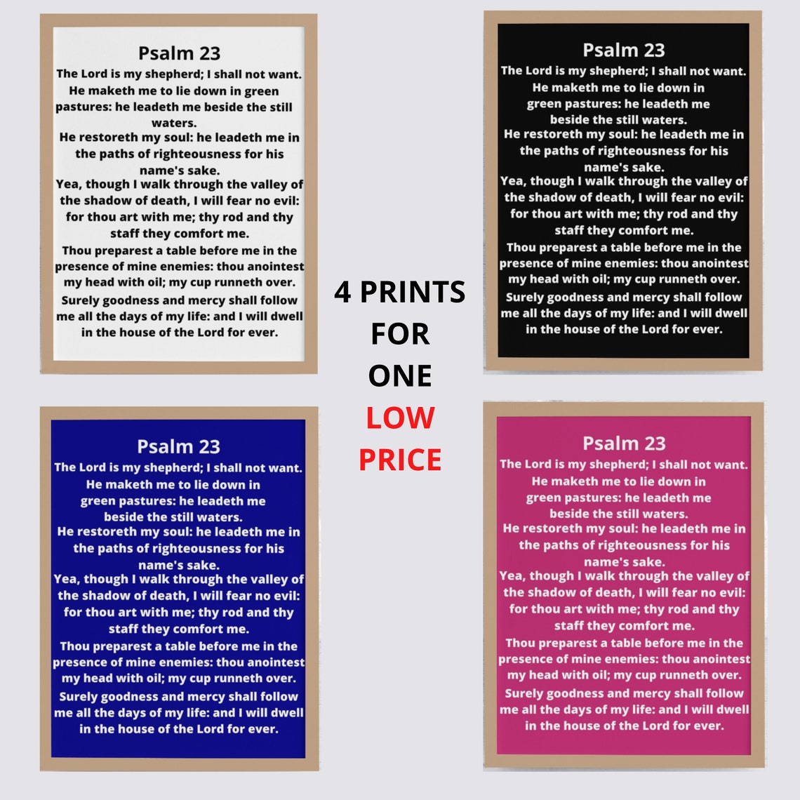 Psalm 23 Poster Bible Artwork Print, Instant Digital Download Scripture ...