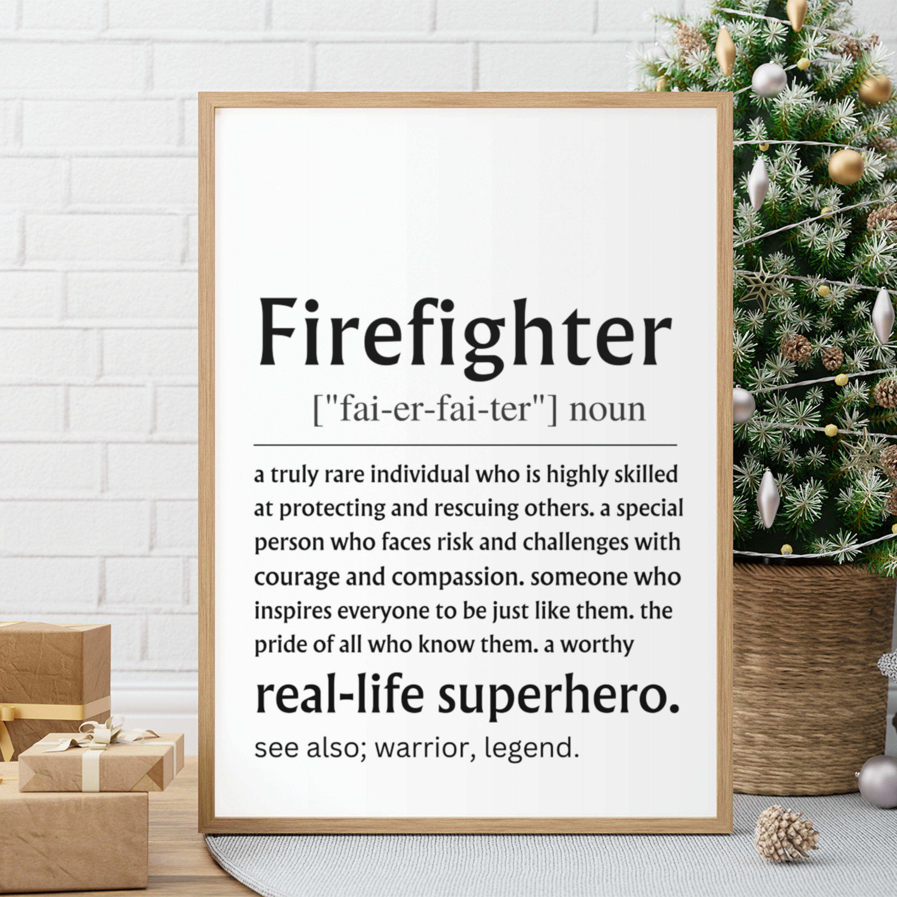 Firefighter Gift, Firefighter Definition Print, Fireman Gift ...