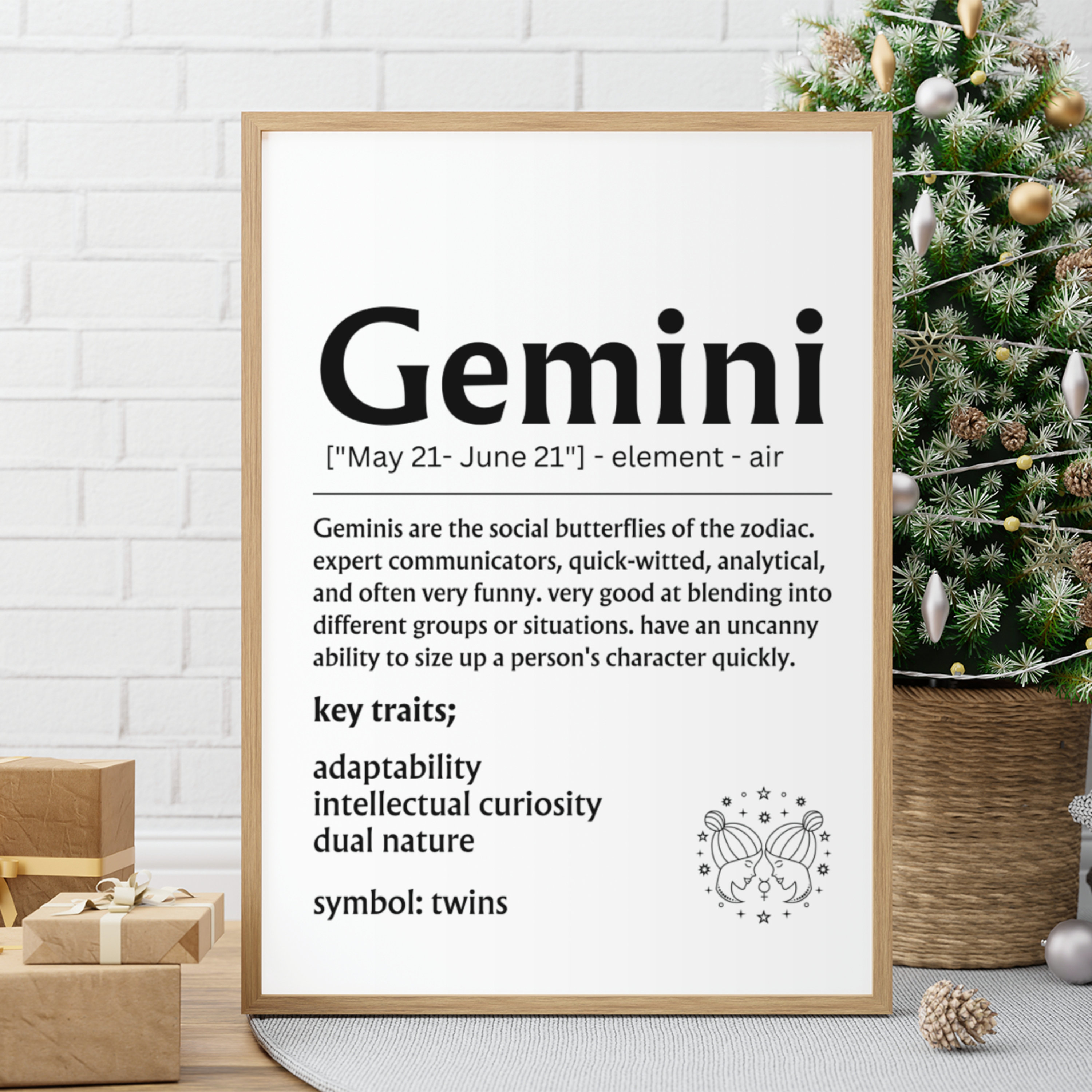 Gemini Definition Print, Gemini Gifts, Gemini Print, Gemini Decor ...