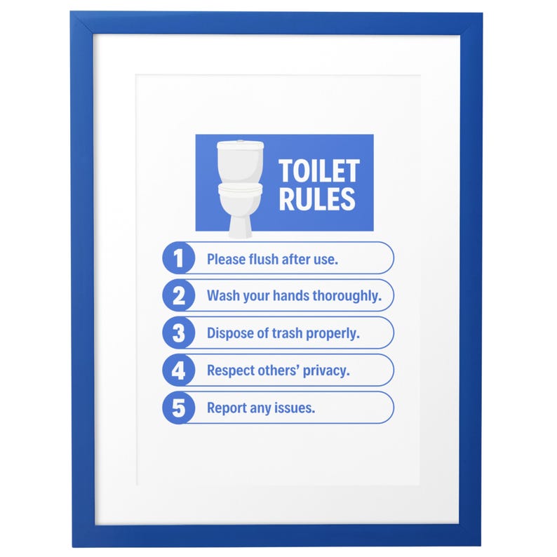 Funny Toilet Rules Restroom Etiquette Poster Prints Bundle Set of 5 ...