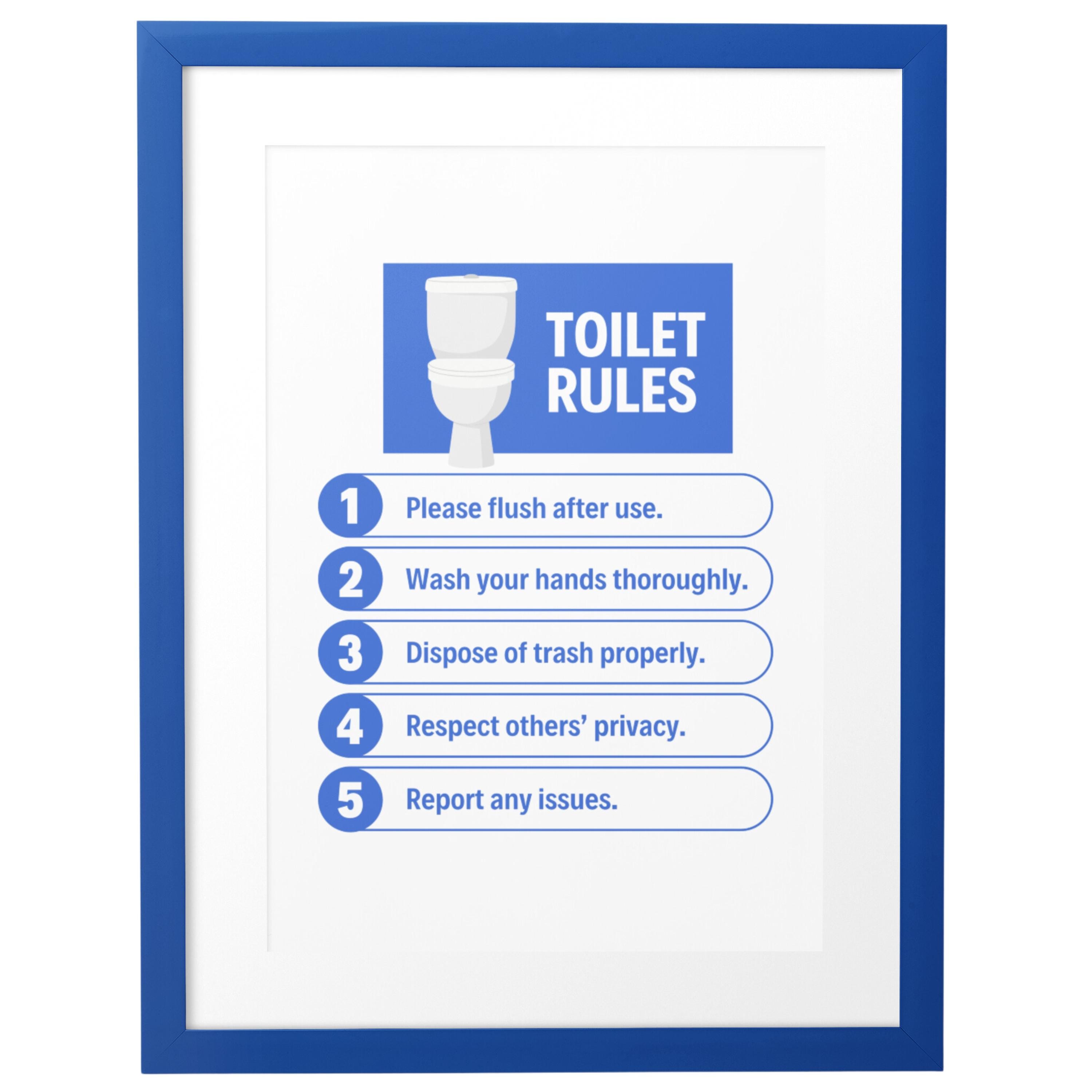 Funny Toilet Rules Restroom Etiquette Poster Prints Bundle Set of 5 ...