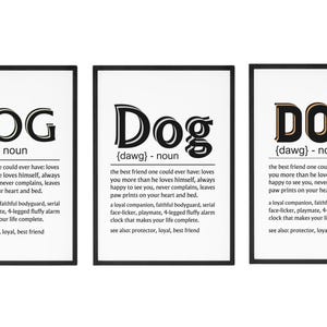 Dog Definition Print Set of 3, Dog Lover Gift, Canine Wall Art ...