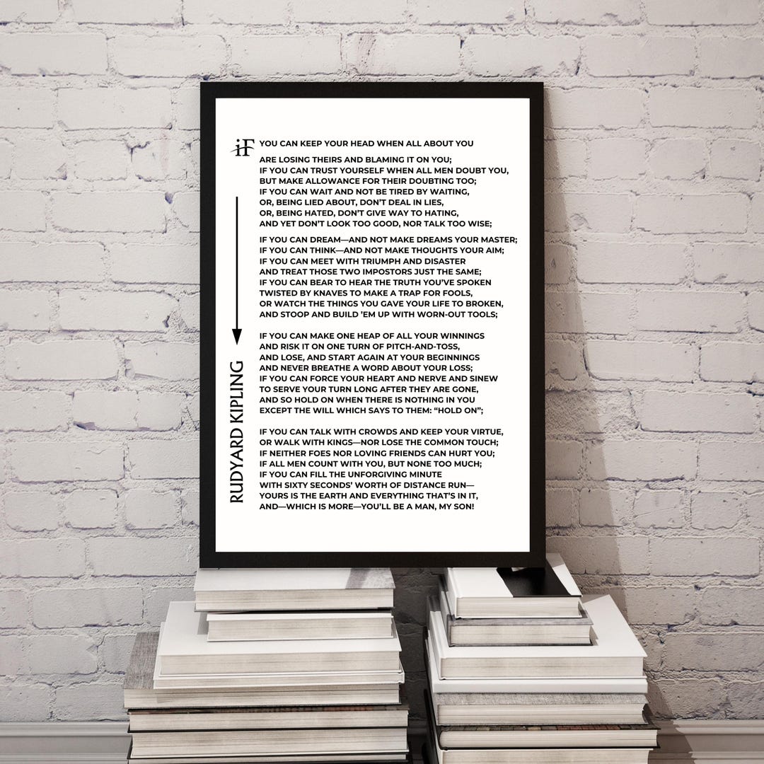 IF Rudyard Kipling Poem Print, If Kipling Quote Wall Art Poster, If ...