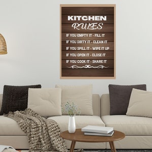 Set of 3 Kitchen Rules Printable Sign Digital Download, Kitchen Wall ...