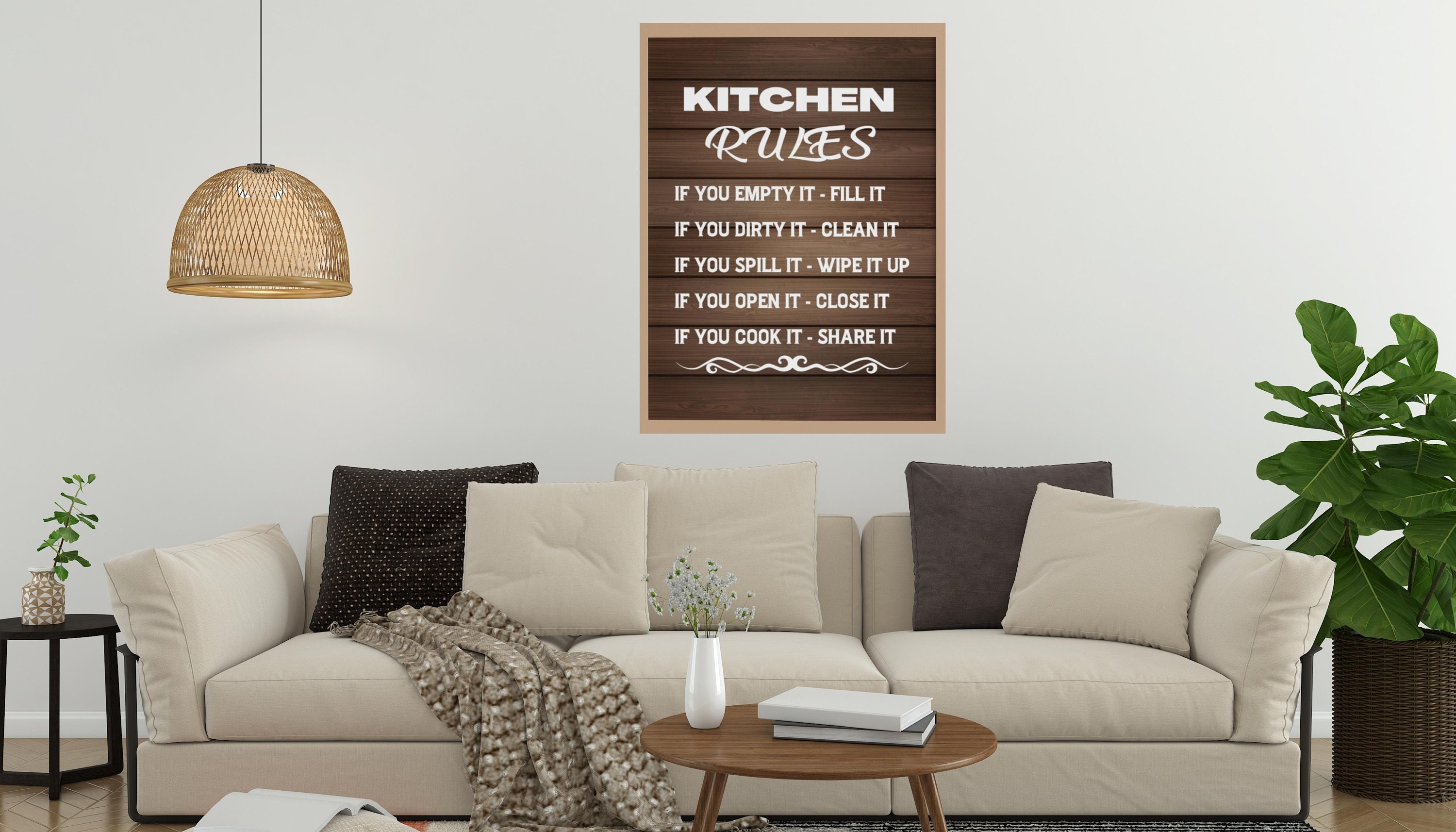 Set of 3 Kitchen Rules Printable Sign Digital Download, Kitchen Wall ...