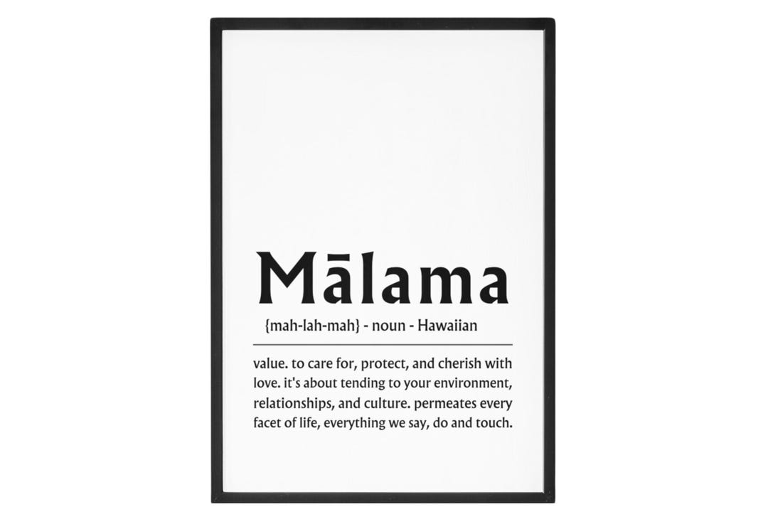 Malama Definition Print Set of 3, Hawaiian Wall Art, Hawaiian Values ...