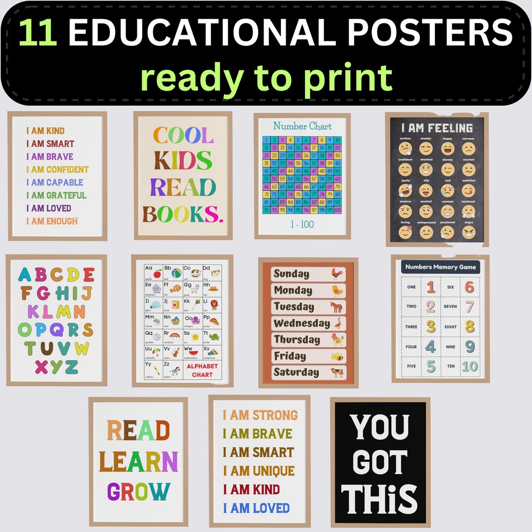 Set of Educational Posters Digital Download, 11 Homeschool Prints ...