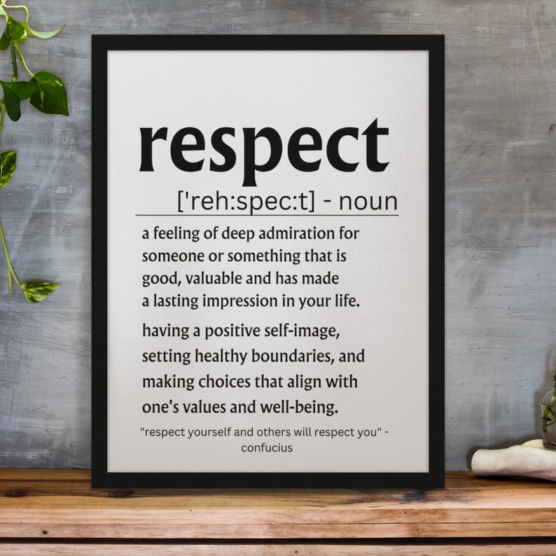 Respect Definition Print, Respect Quote, Office Wall Art, Classroom ...