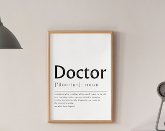 Doctor Definition Print, Doctor Poster, Doctor Gift, Gift for Doctor ...