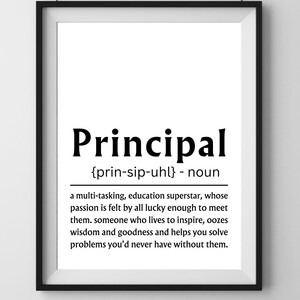 Principal Definition Print, School Principal Office Wall Art, Gift for ...
