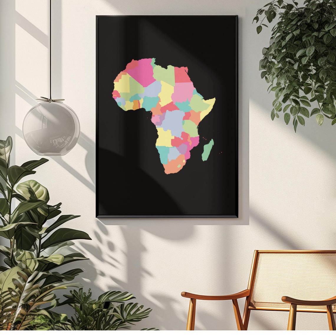 Colorful Africa Map Educational Artwork Printable, Homeschool Learning ...
