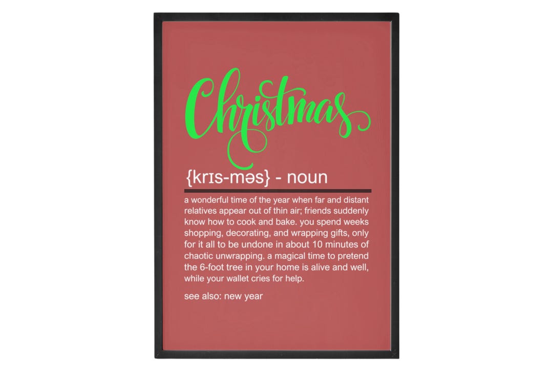 Christmas Definition Art Print Set: Holiday Wall Decor (digital ...