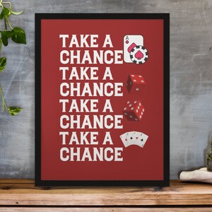 Set of 3 Take A Chance Dice Wall Art Prints, Game Room Printable ...