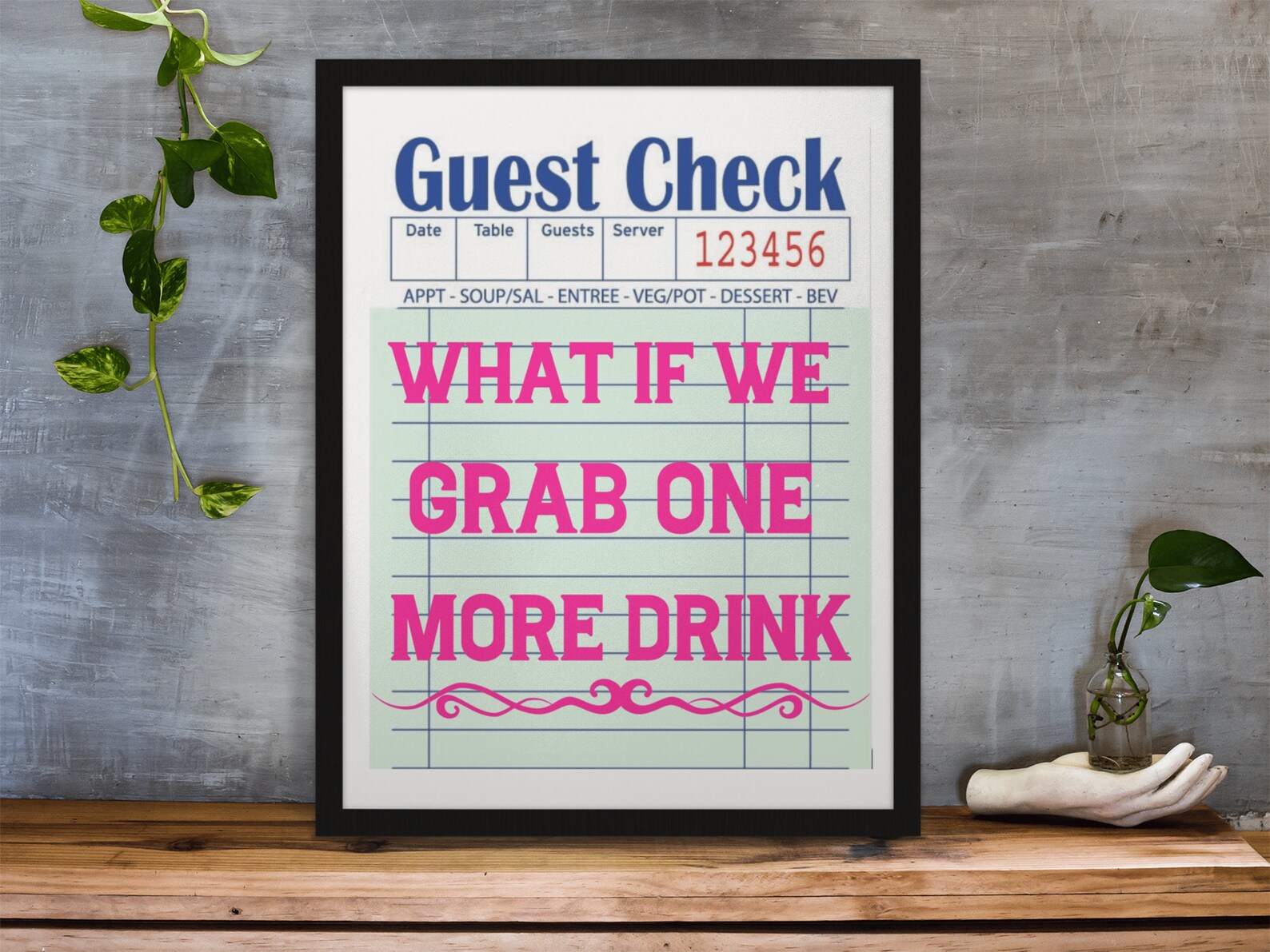 Set of 3 Digital Download One More Drink Guest Check Poster Print - Etsy