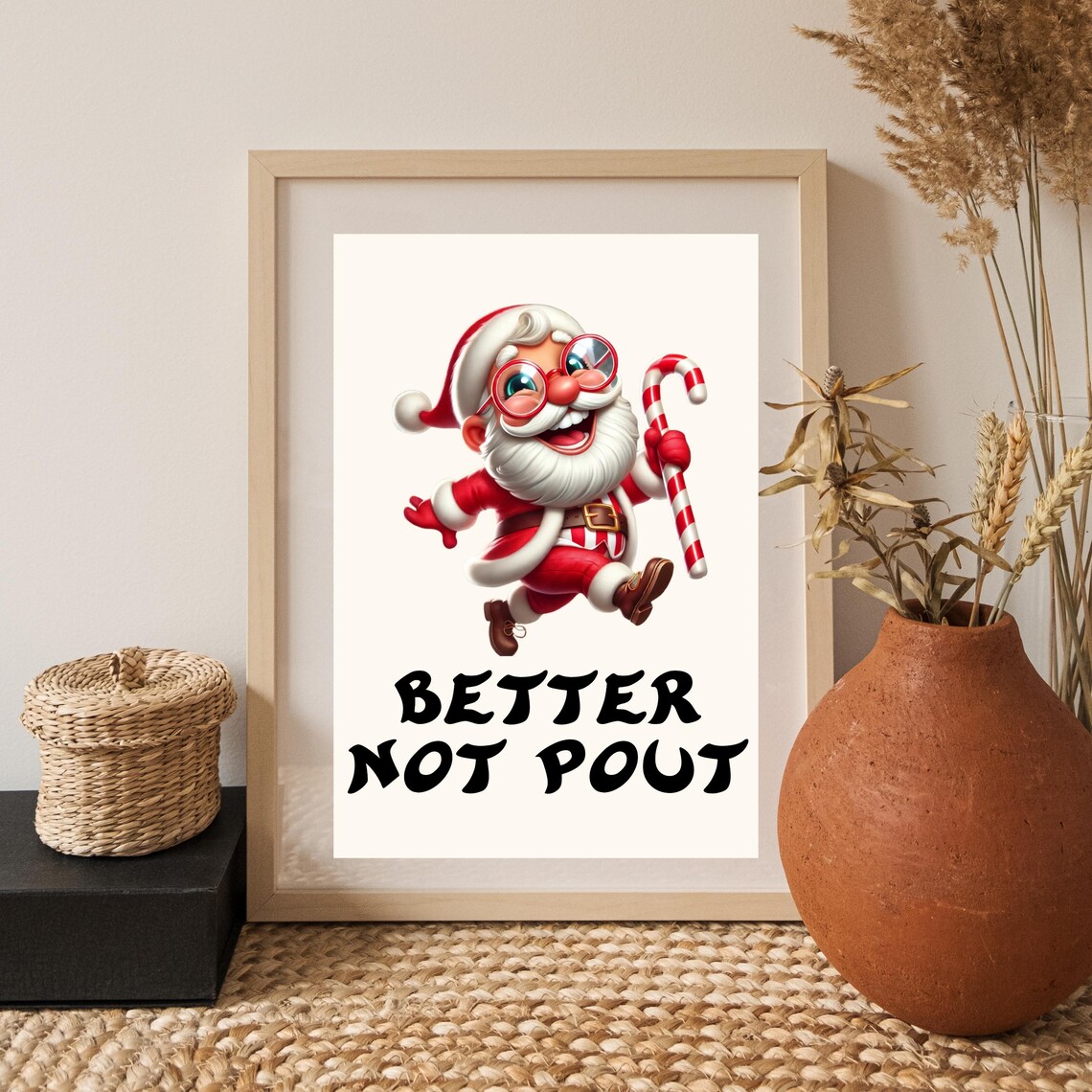 Better Not Pout Santa Print: Cheerful Christmas Wall Art (digital ...