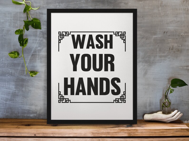 Wash Your Hands Printable Artwork for Bathroom, Instant Digital ...