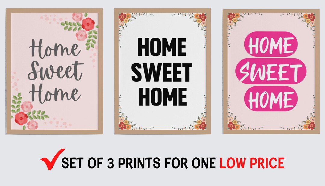 Home Sweet Home Sign Printable Artwork, Pastel Pink Wall Art ...