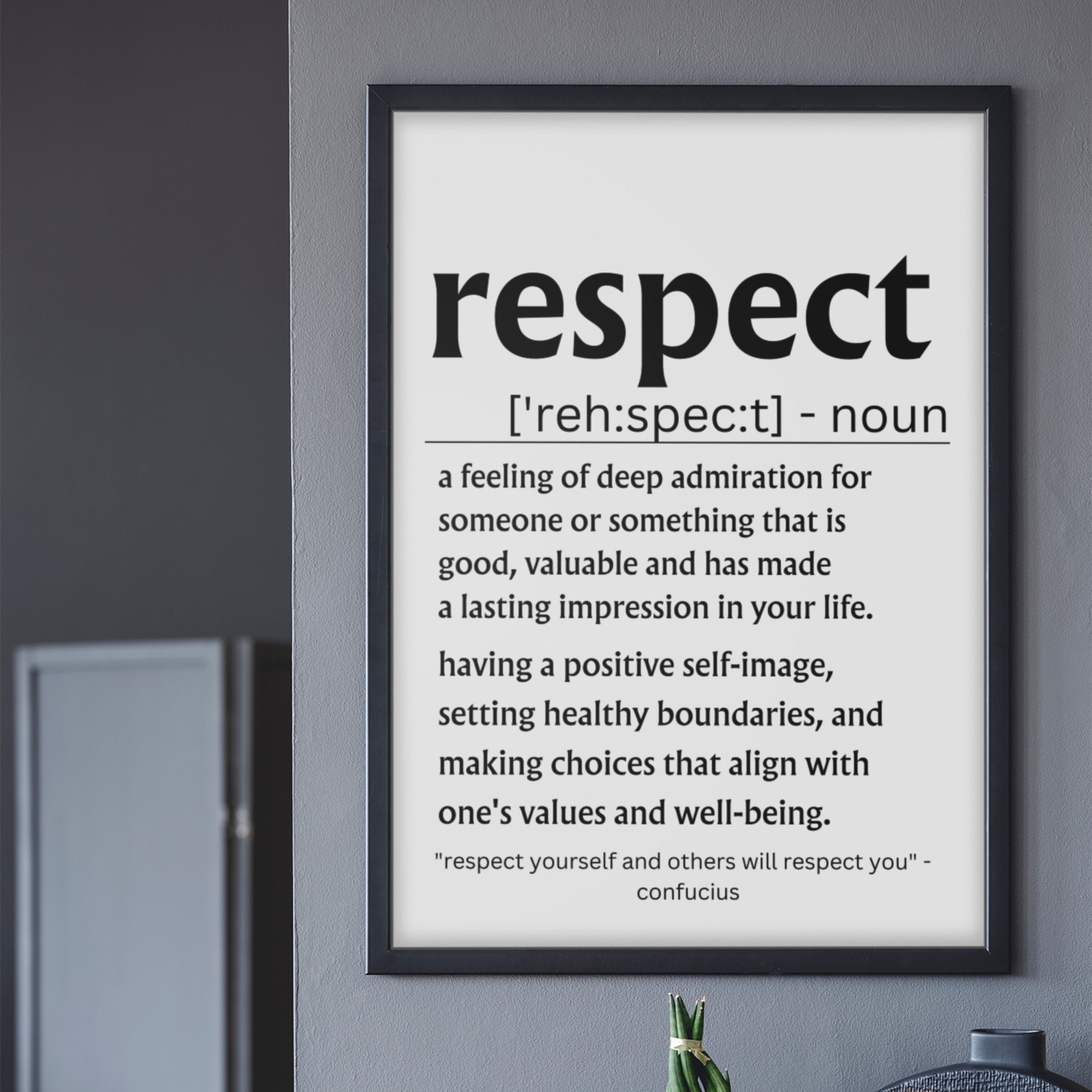 Respect Definition Print, Respect Quote, Office Wall Art, Classroom ...