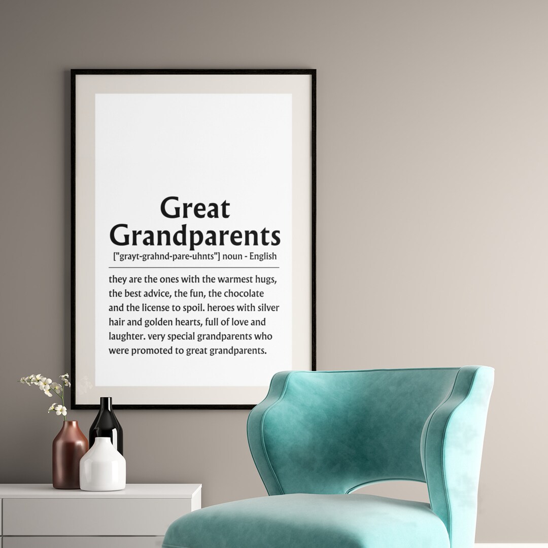 Grandparents Definition Art Print, Gift for Grandparents (digital ...