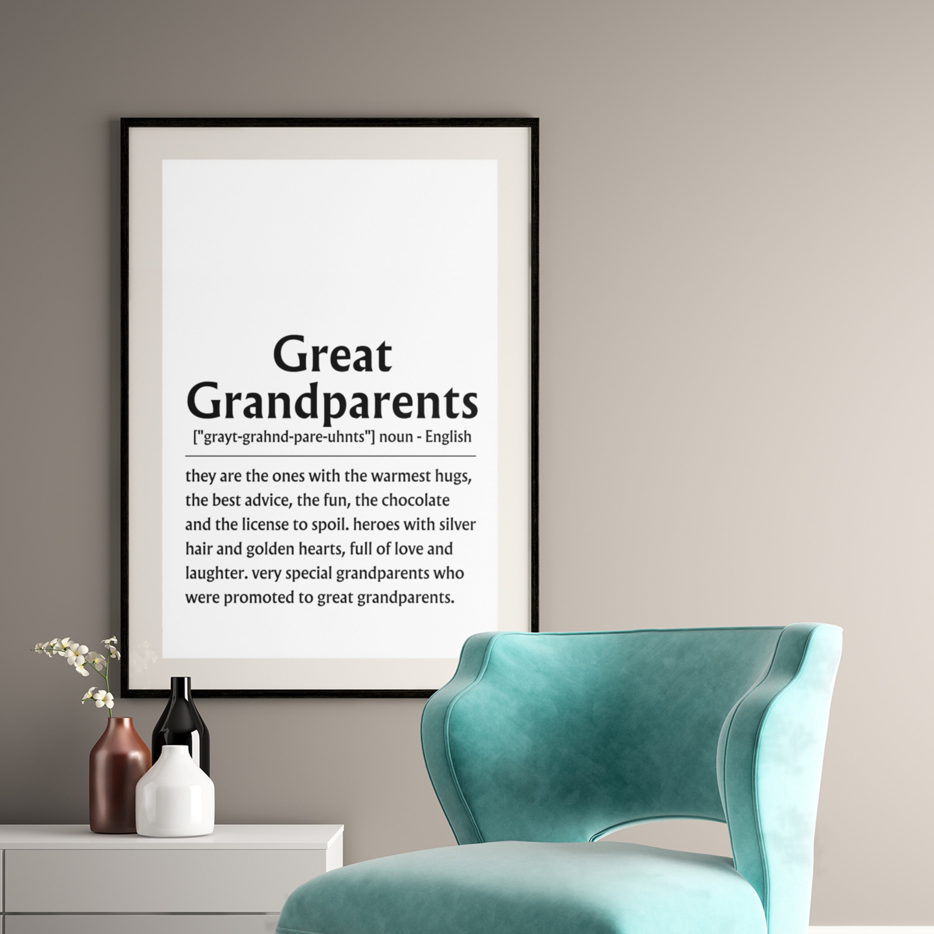 Great Grandparents Definition Print, Personalised Great Grandparent ...