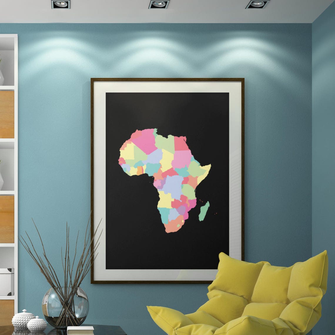 Colorful Africa Map Educational Artwork Printable, Homeschool Learning ...