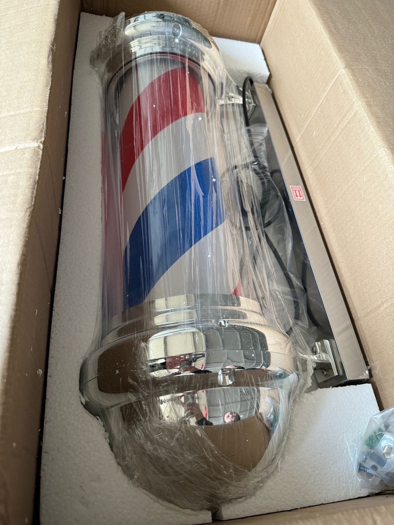 Vintage-inspired Barber Pole Rotating & Illuminated Barbershop Sign ...