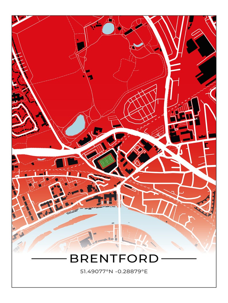 Stadion Map Brentford - Etsy