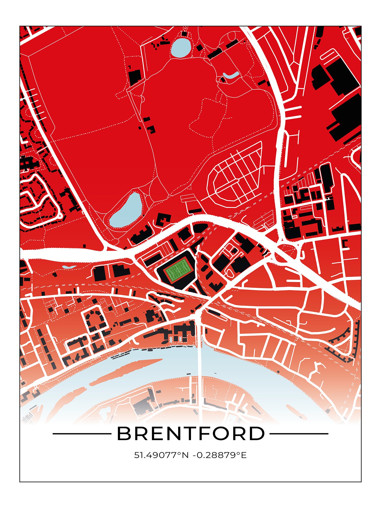 Stadion Map Brentford - Etsy UK