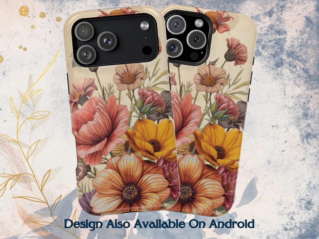 Vintage Pressed Wildflowers Cell Phone Case | Boho Cottagecore ...
