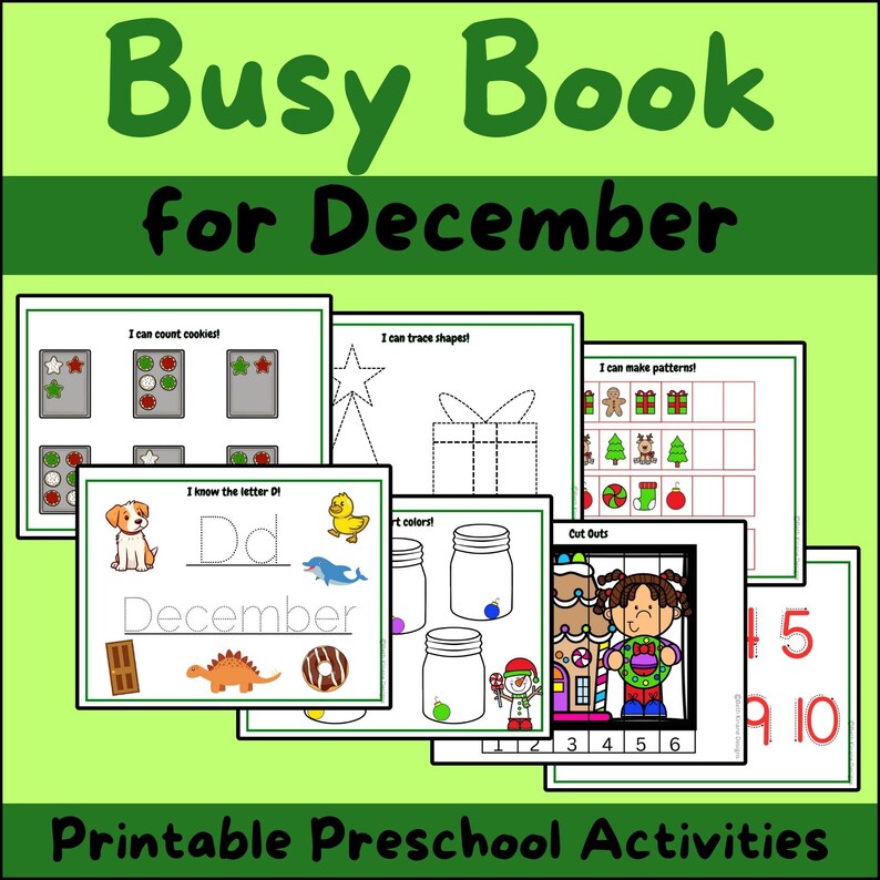 Toddler Busy Book Printable, Preschool Pre-k Kindergarten Learning ...