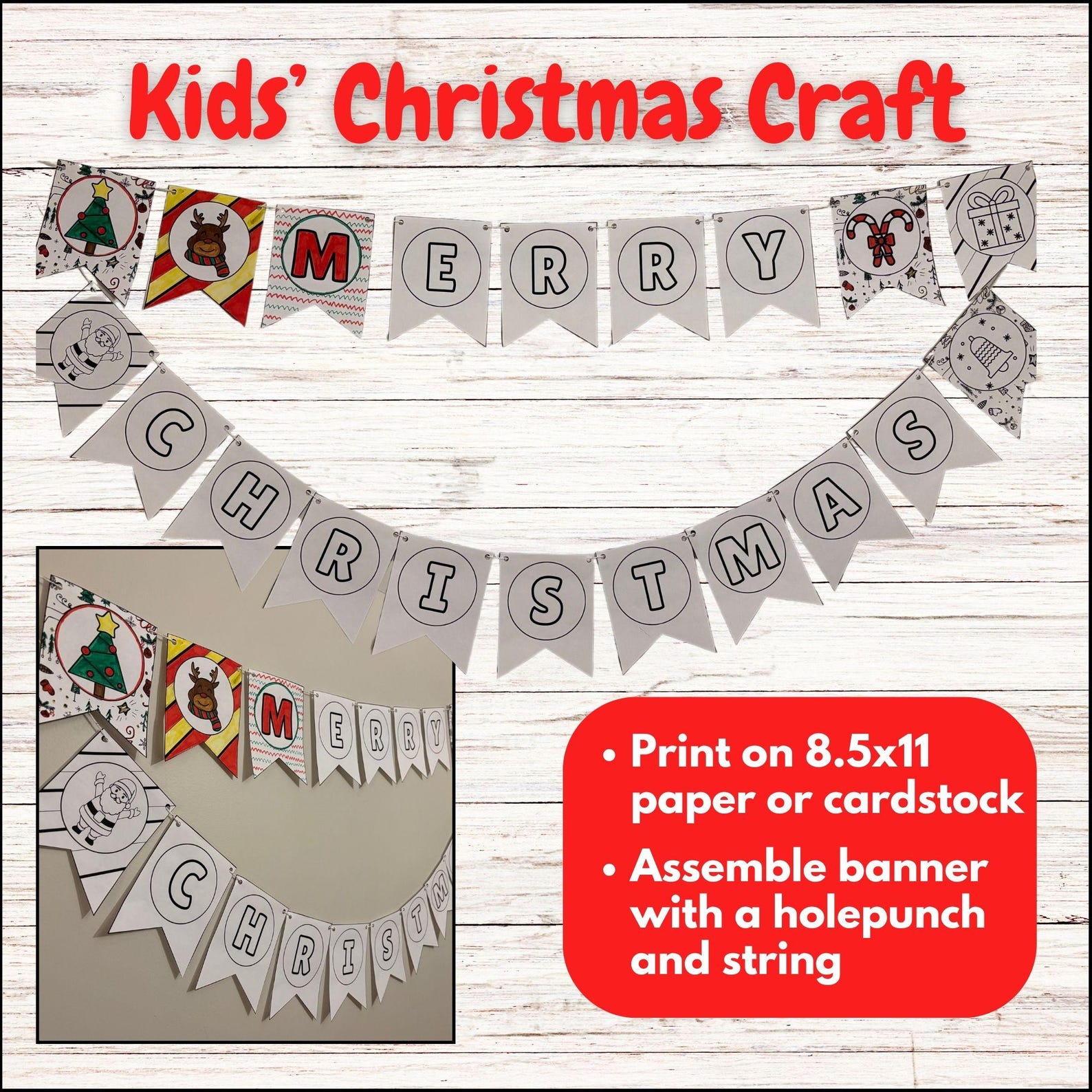 Christmas Coloring Banner Printable, Merry Christmas Banner Download ...