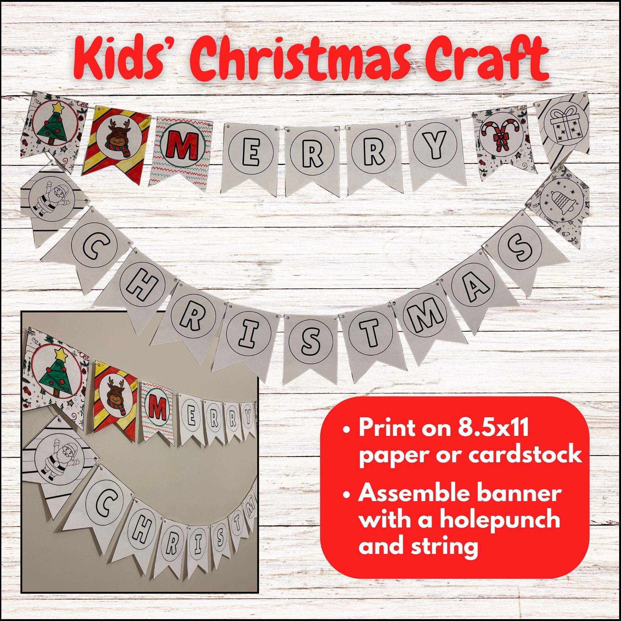 Christmas Coloring Banner Printable, Merry Christmas Banner Download ...