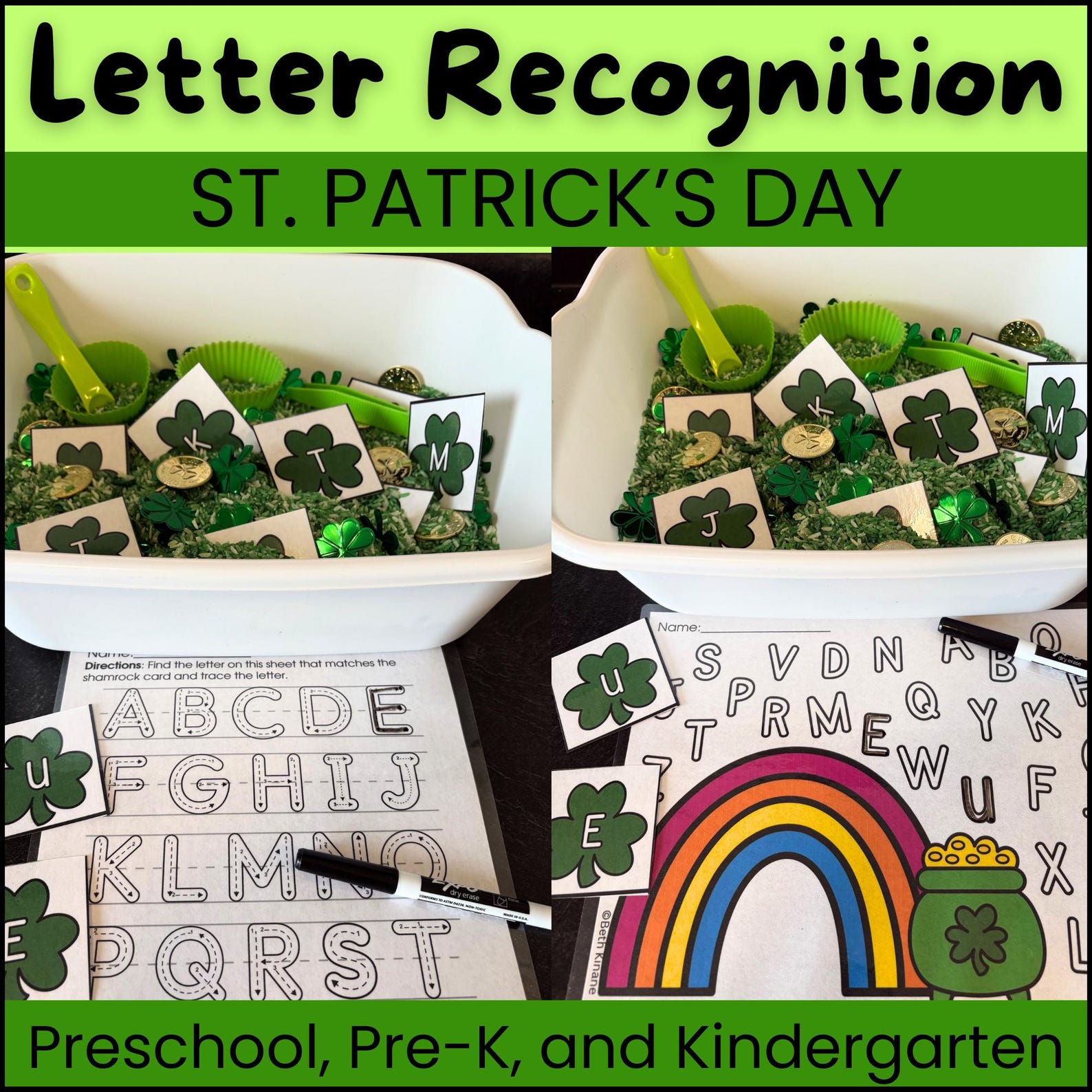 St. Patrick's Day Preschool Printable Activities, Letter Recognition ...