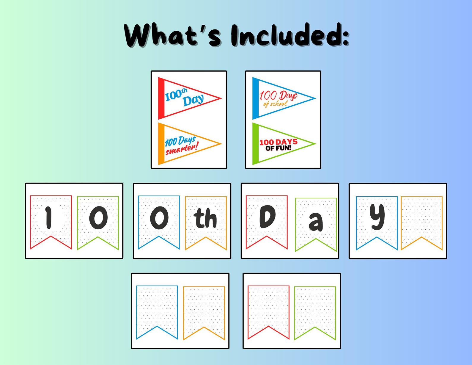 100th Day of School Banner Printable, 100 Days of School Party, 100 ...