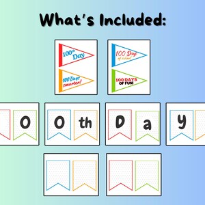 100th Day of School Banner Printable, 100 Days of School Party, 100 ...