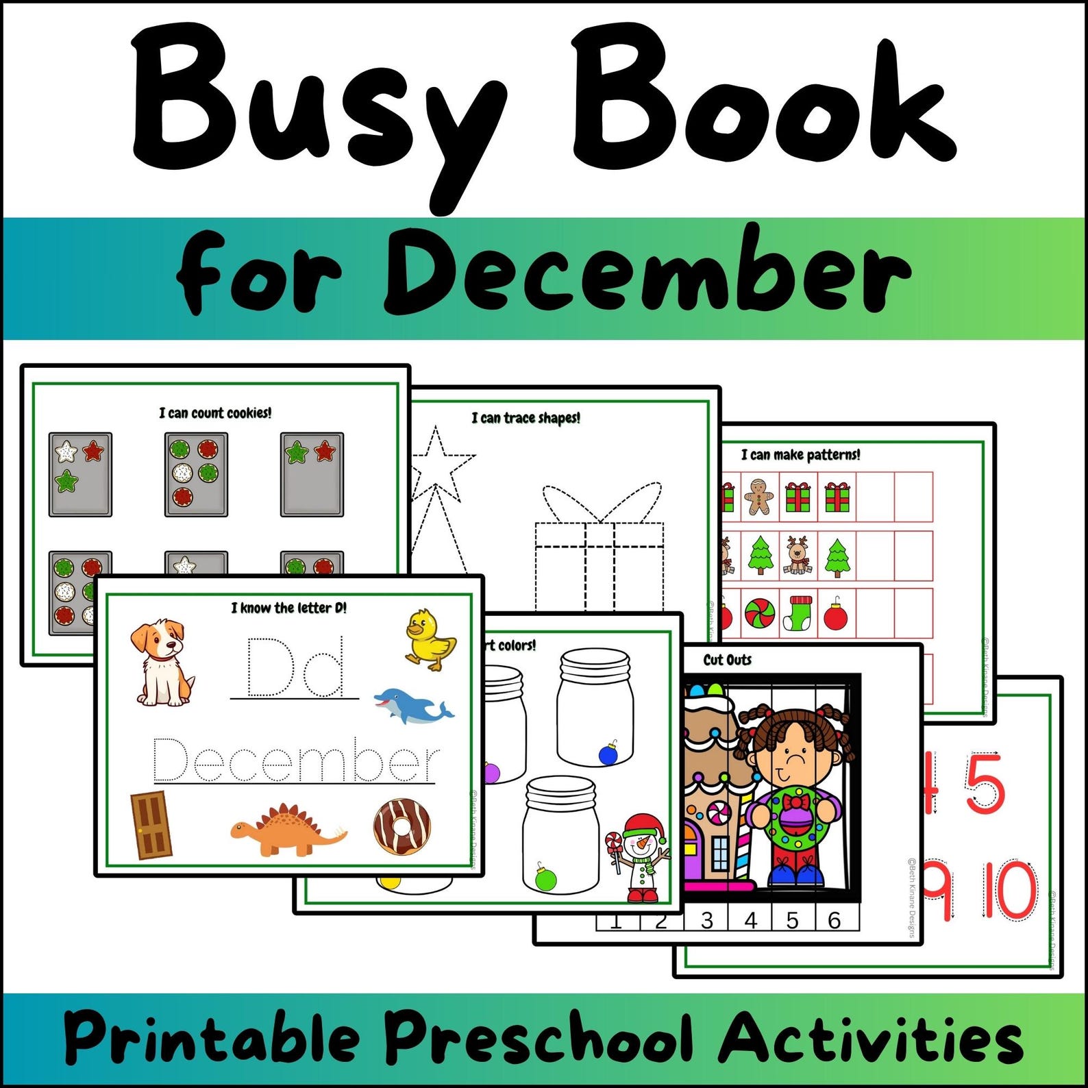 Toddler Busy Book Printable, Preschool Pre-k Kindergarten Learning ...