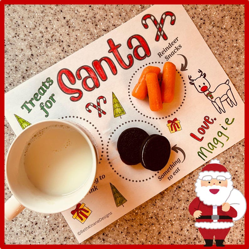Santa Tray Printable, Treats for Santa, Santa Tray, Cookies for Santa ...