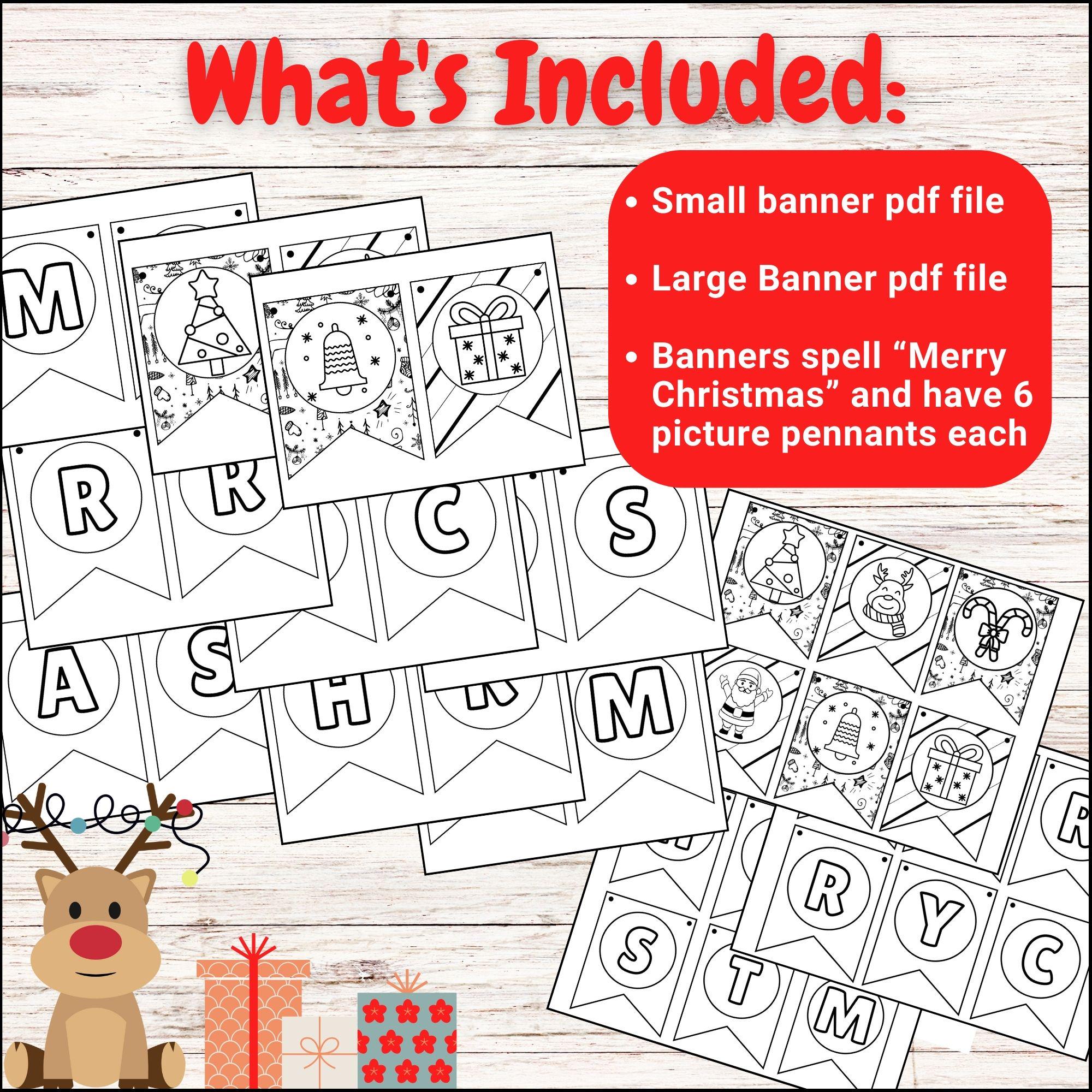 Christmas Coloring Banner Printable, Merry Christmas Banner Download ...