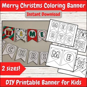 Christmas Coloring Banner Printable, Merry Christmas Banner Download ...