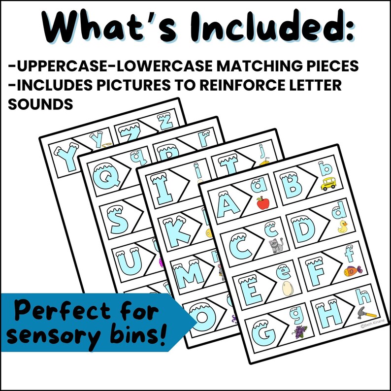 Upper and Lowercase Letter Matching, Alphabeth Puzzle, Printable Winter ...