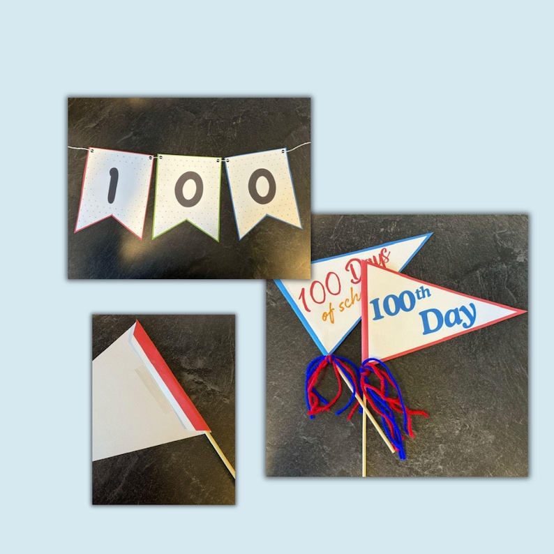 100th Day of School Banner Printable, 100 Days of School Party, 100 ...
