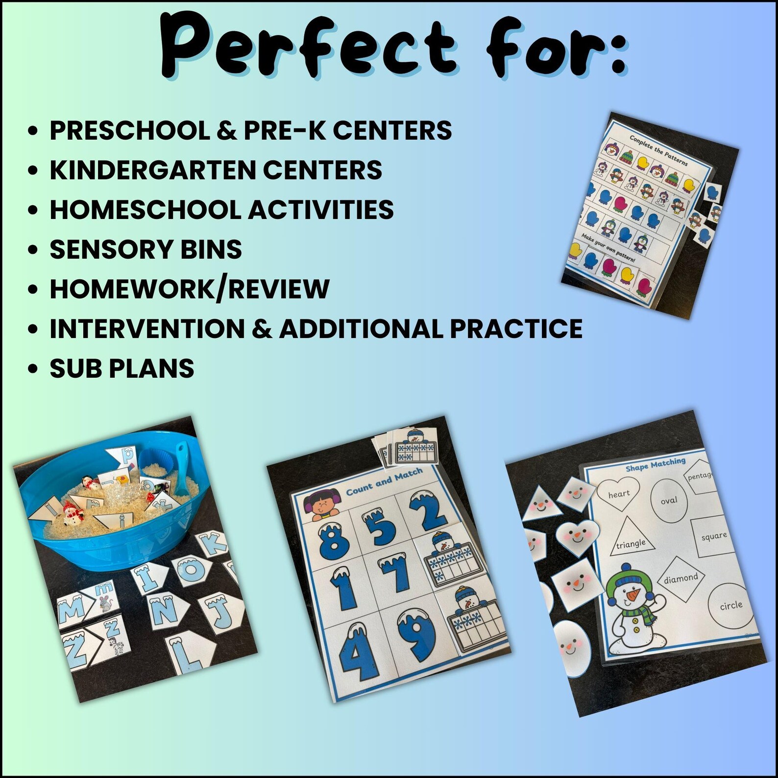 Printable Winter Preschool Activity Bundle, Preschool Activities ...