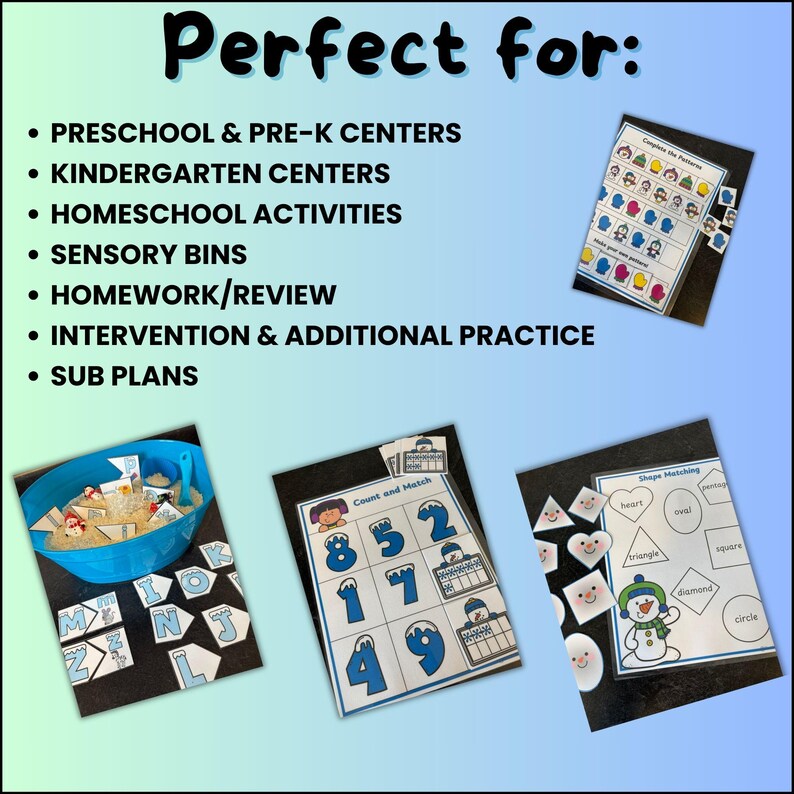 Printable Winter Preschool Activity Bundle, Preschool Activities ...