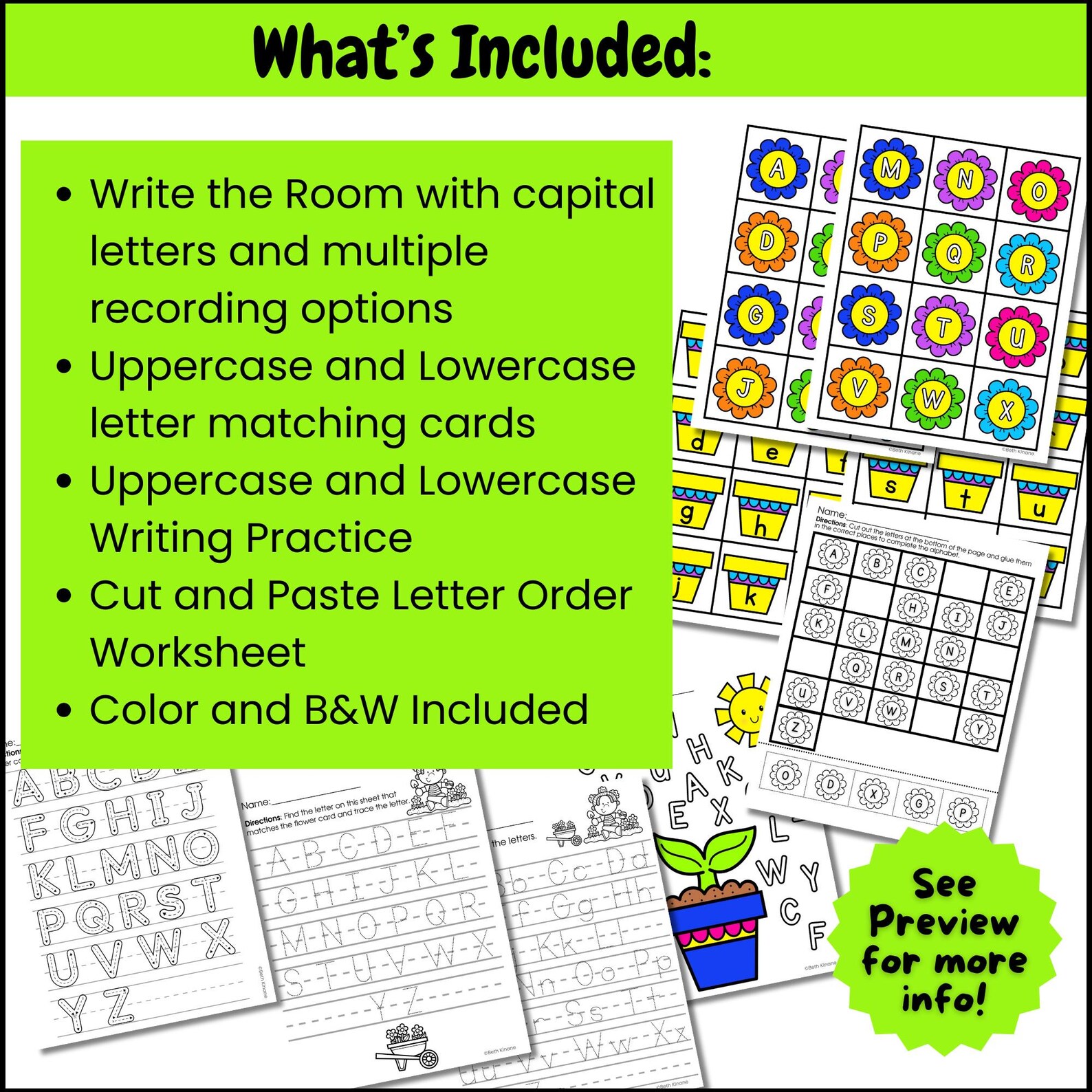 Uppercase and Lowercase Alphabet Matching Activity, Preschool Letter ...