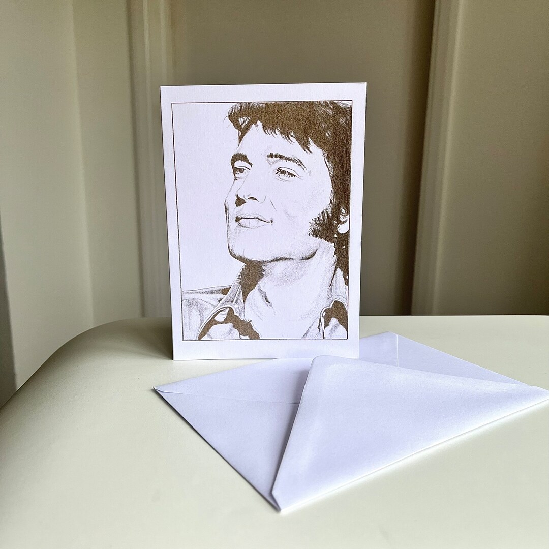 Elvis Card With Original Pencil Artwork printed Image - Etsy