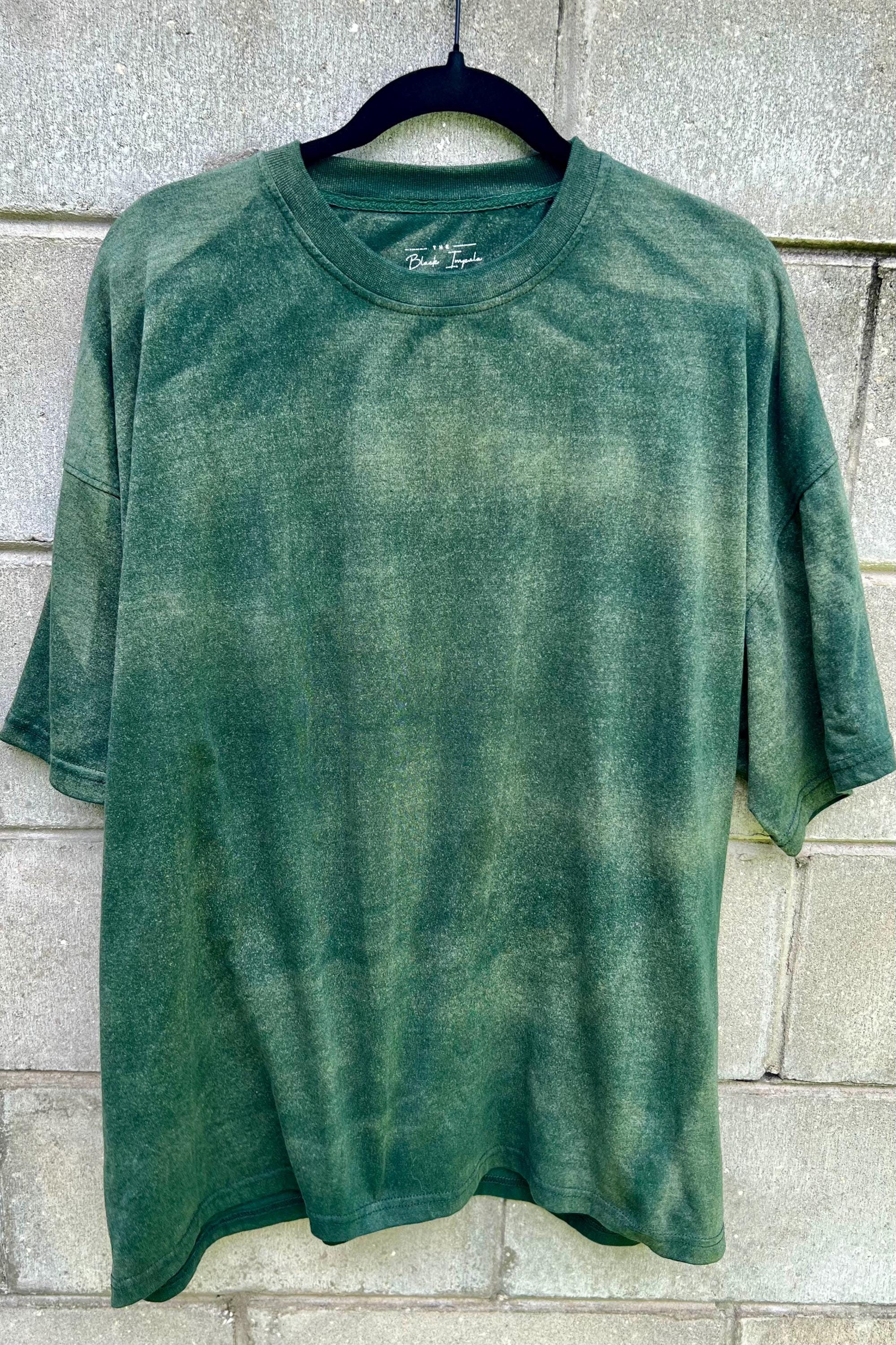 Dark Green Acid Washed Unisex Oversized Loose Fitting Tshirt Black ...