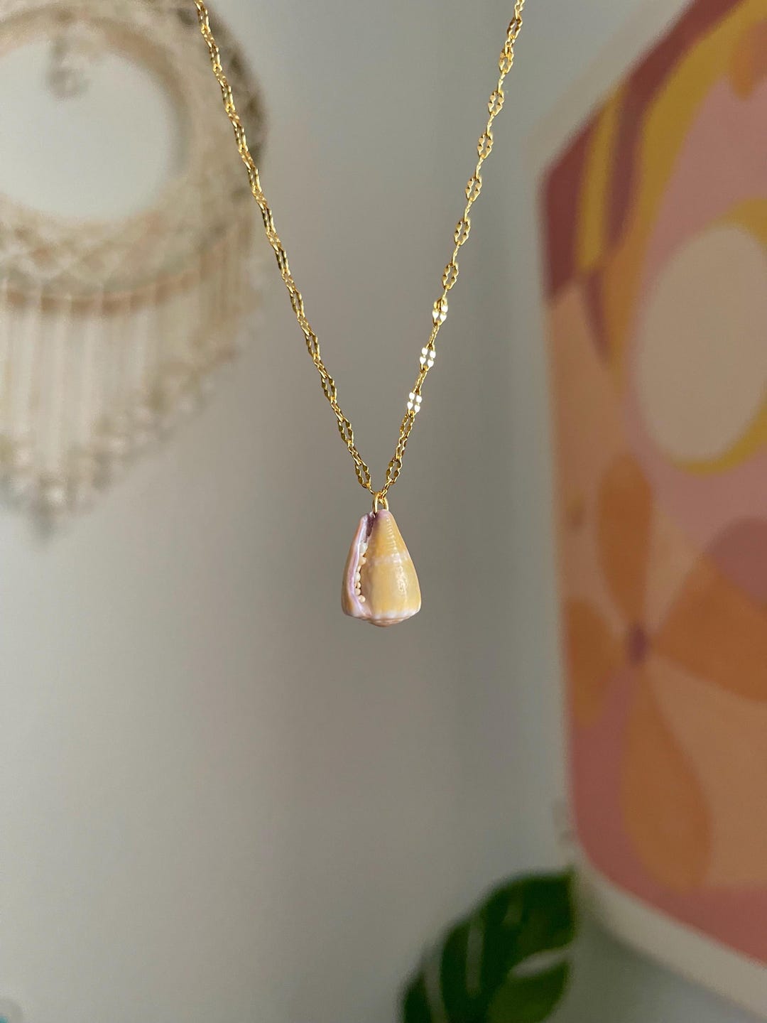 Yellow Cone Shell With Gold Necklace - Etsy