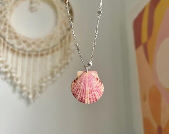 Pink Calico Shell With Sunset Chain - Etsy